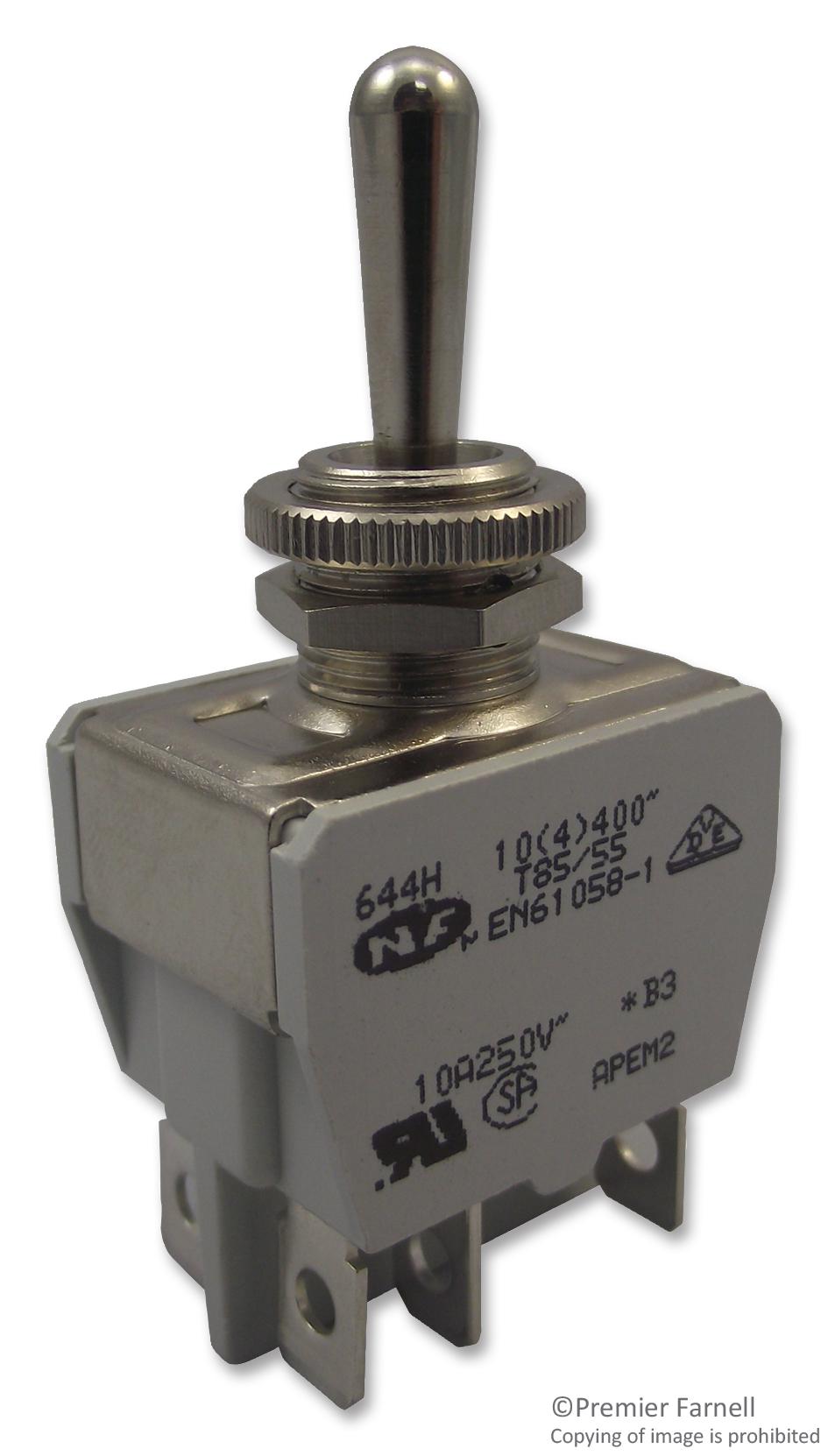 644H/2 - Apem - Toggle Switch, On-On-On, DP3T
