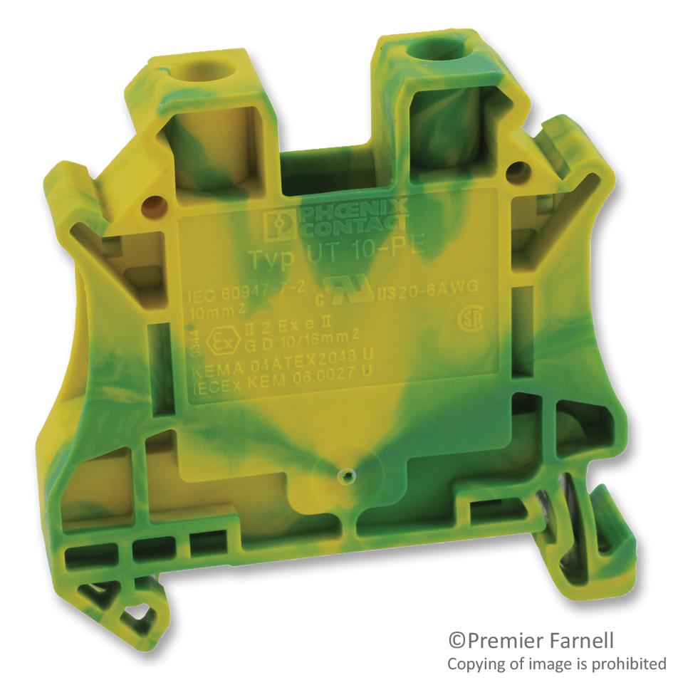 3044173 - Phoenix Contact - DIN Rail Mount Terminal Block, 2 Ways, 20 AWG