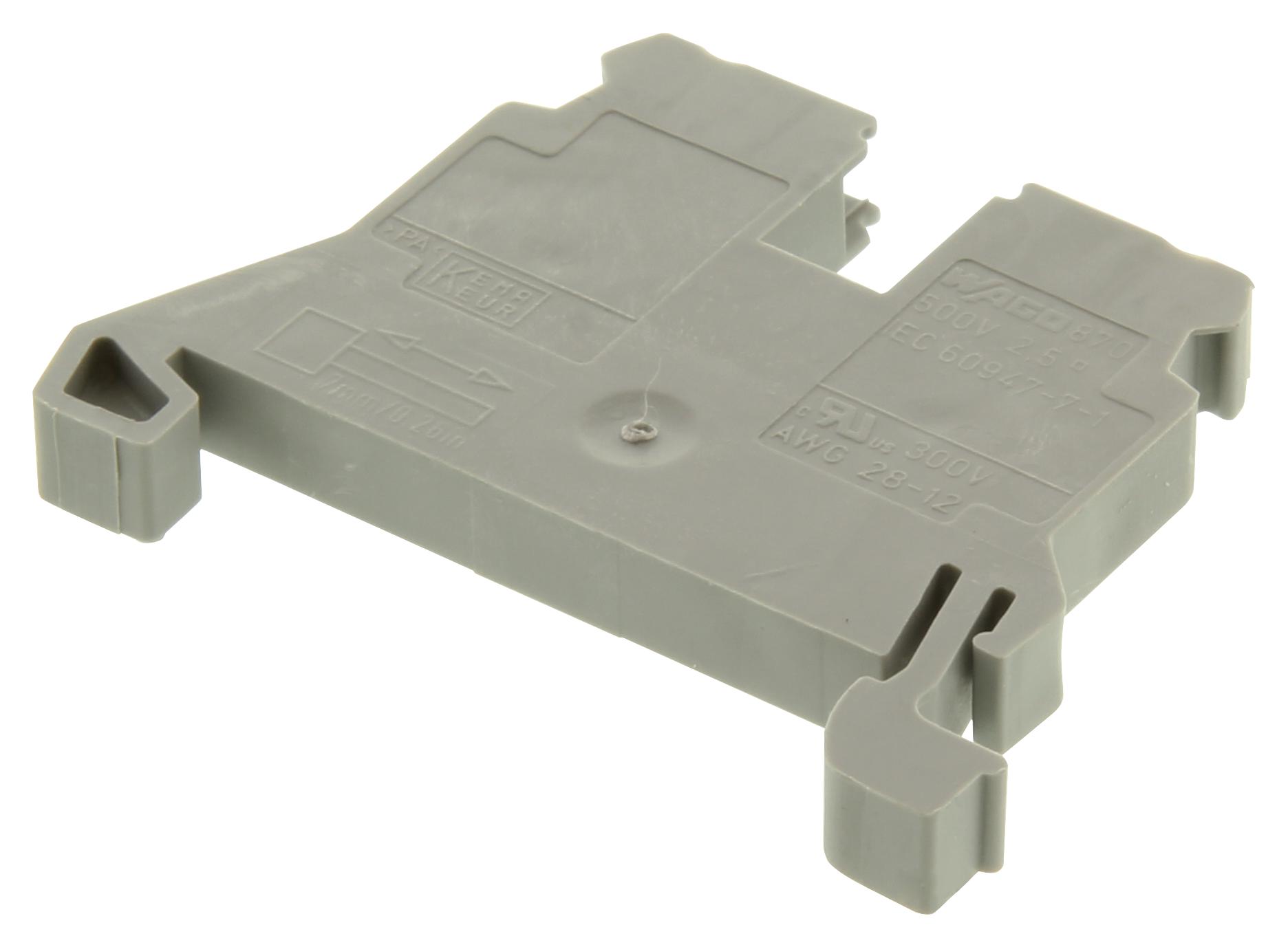 870-901 - Wago - DIN Rail Mount Terminal Block, 2 Ways, 28 AWG