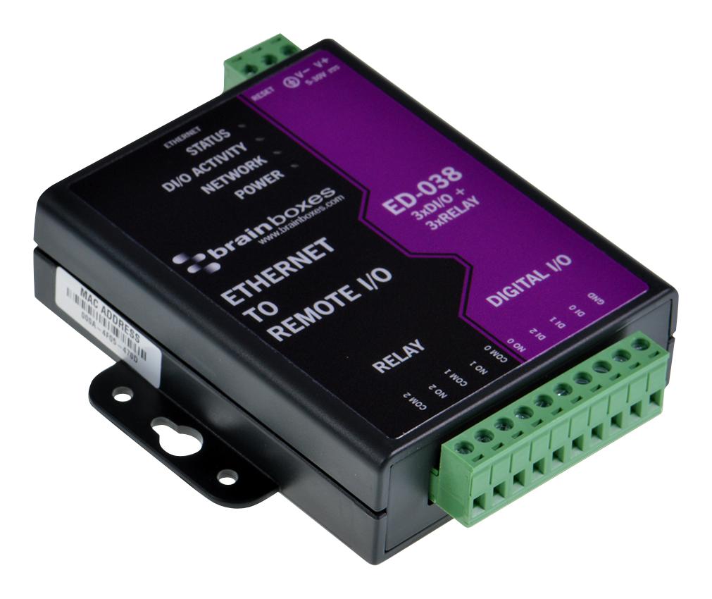 ED-038 - Brainboxes - I/O Module, Ethernet to Digital Relay, 3 Digital ...