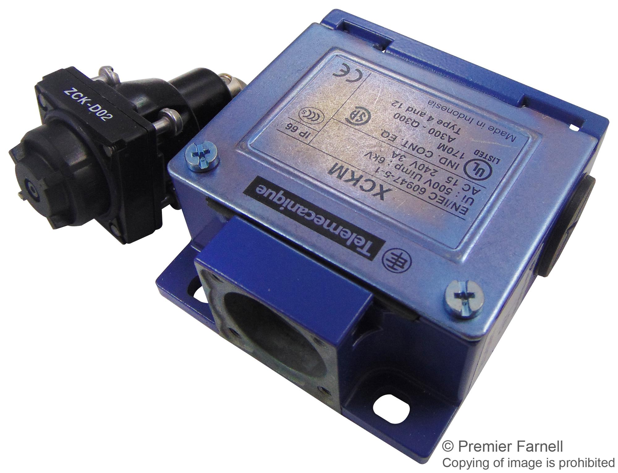 XCKM102 - Telemecanique Sensors - Limit Switch, Roller Plunger, SPST-NO