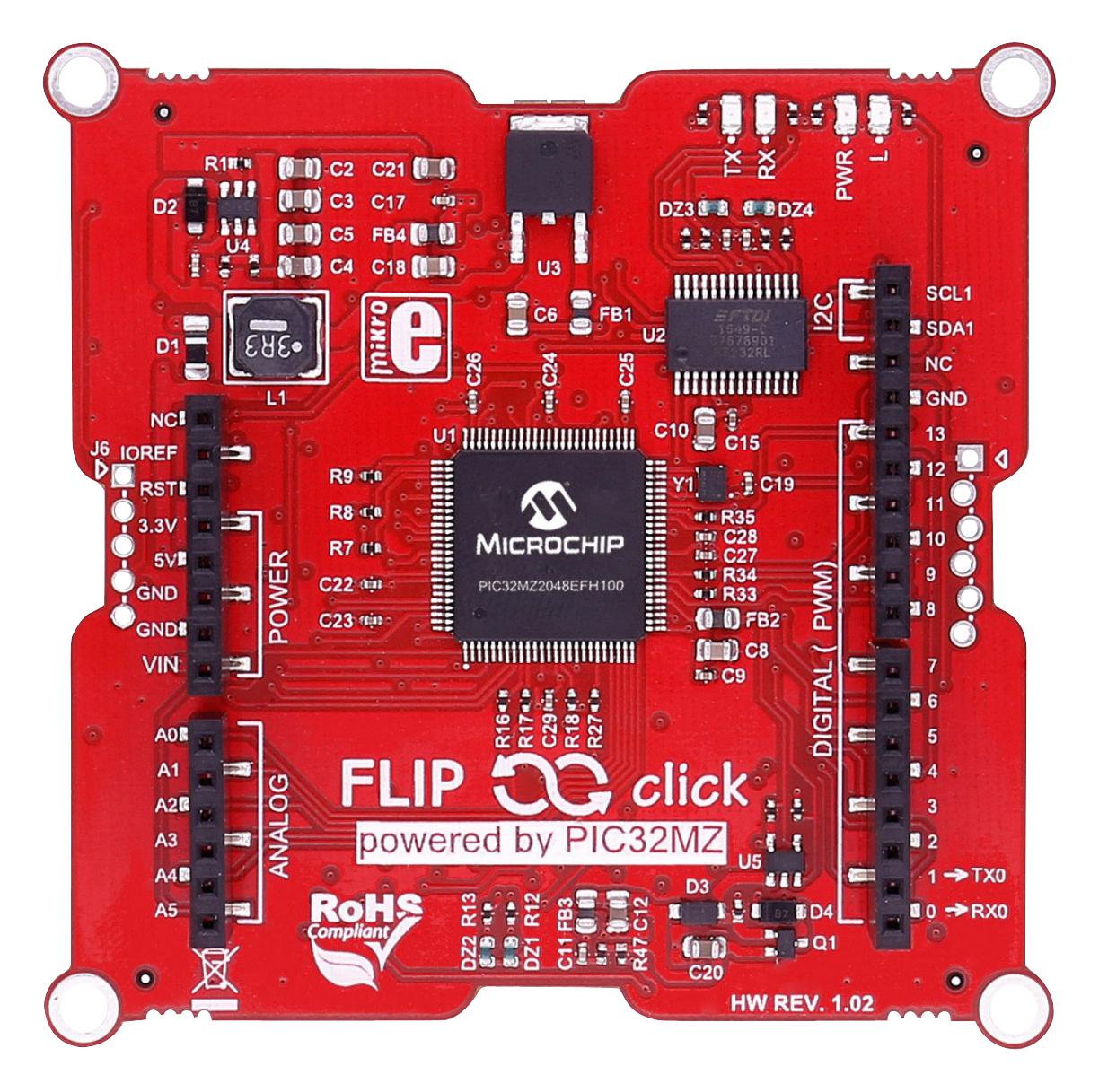 MIKROE-2707 - Mikroelektronika - Development Board, Flick&Click, PIC32MZ MCU