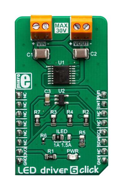 MIKROE-3400 - Mikroelektronika - Add-On Board, LED Driver 6 Click Board, LED Driver