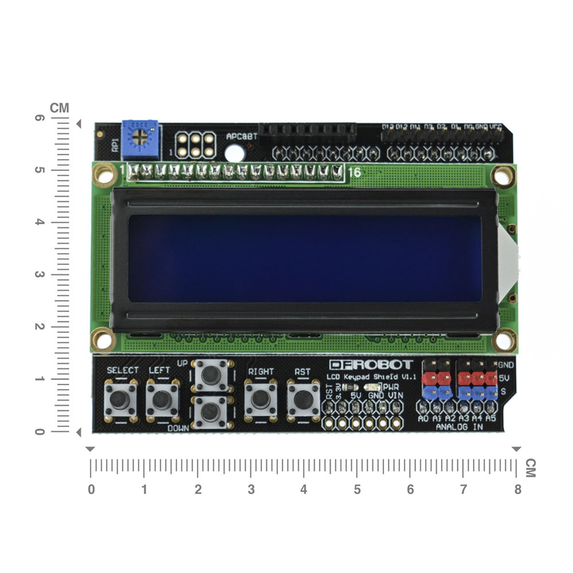 DFR0009 - Dfrobot - LCD Keypad Shield, Gravity 1602, 2 x 16 LCD Display