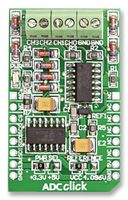 MIKROE-922 MIKROELEKTRONIKA, Daughter Board, ADC Click Accessory Board in MikroBUS Form Factor ...