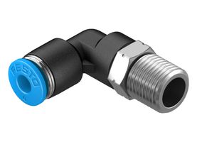 153045 FESTO, Pneumatic Fitting, Push-In L-Fitting, R1/8, 14 bar, 4 mm, PBT (Polybutylene ...