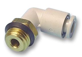 KQ2L08-02S SMC, Pneumatic Fitting, Union, One Touch, Elbow, R1/4, 10 bar, 8 mm, Brass, KQ2 ...